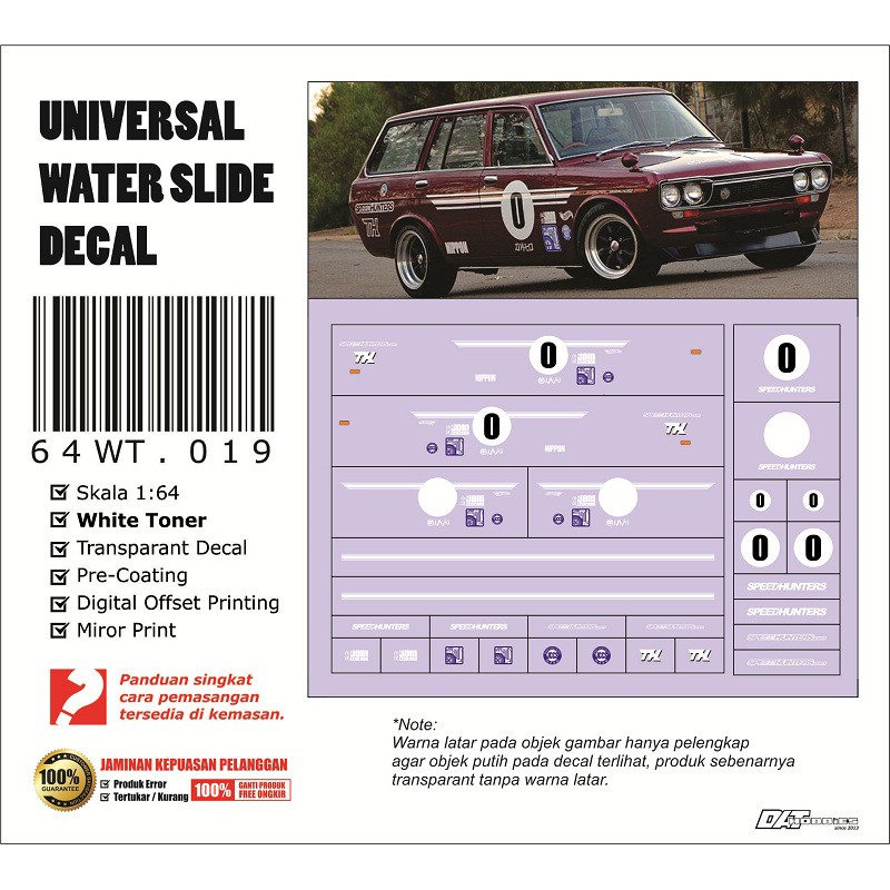 Jual ORIGINAL dathobbies Decal hot wheels diecast skala 64 64WT019 ...