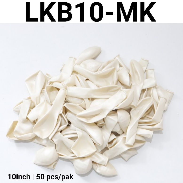 Jual LKB10-MK Balon latex 10 inch 1 pak isi 50 metalik tebal putih ...
