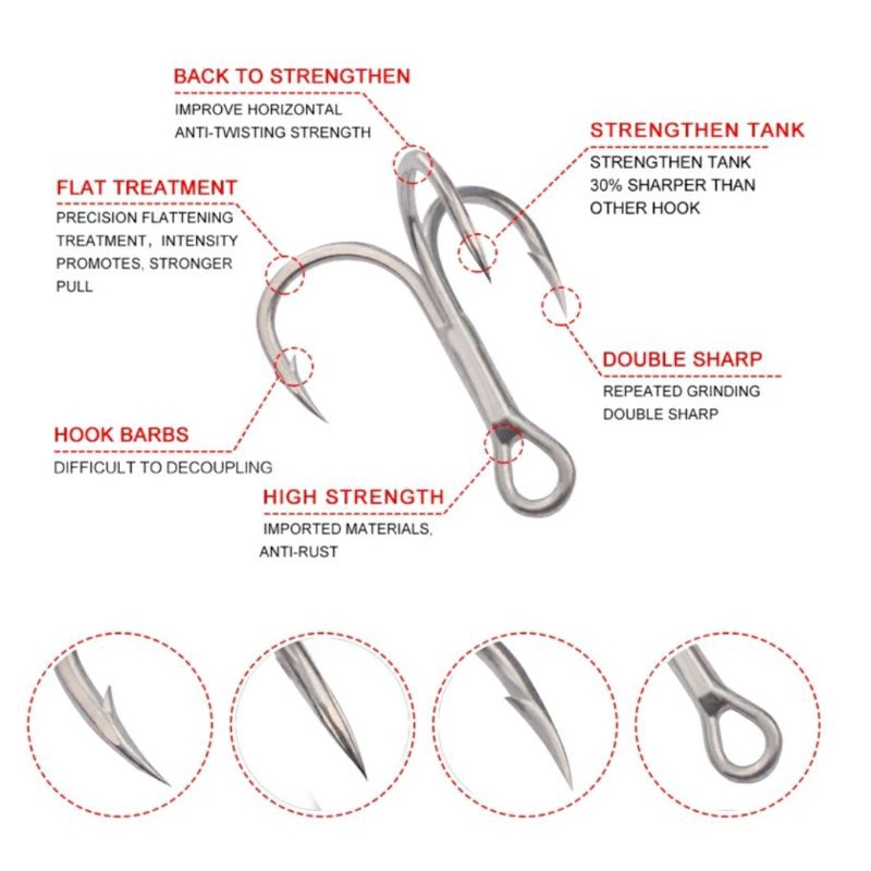 Jual Treble Hook 3x strong for UL ~ Cutting Point ~ Tajam Kuat ...