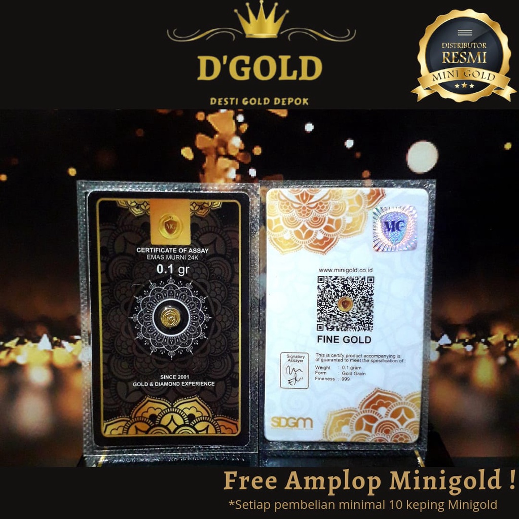 Jual MINIGOLD 0,1 Gram Logam Mulia Emas 24 Karat / EMAS MINI GOLD ...