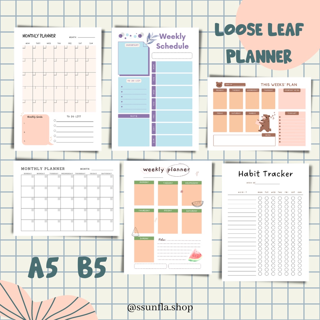 Jual B5 A5 LOOSE LEAF PLANNER I ISI BINDER PLANNER I TO DO LIST I ...