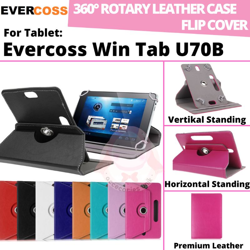 Jual Evercoss Win Tab U70 U70B Tablet 7 Inch Rotary Case Leather Flip ...