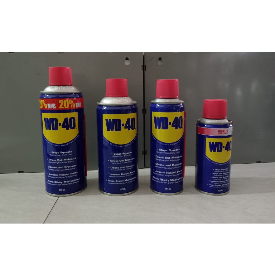 Jual WD-40 ANTI KARAT UKURAN 120, 191, 333 dan 412 ML ( WD 40 PELUMAS MULTI GUNA ) | Shopee ...