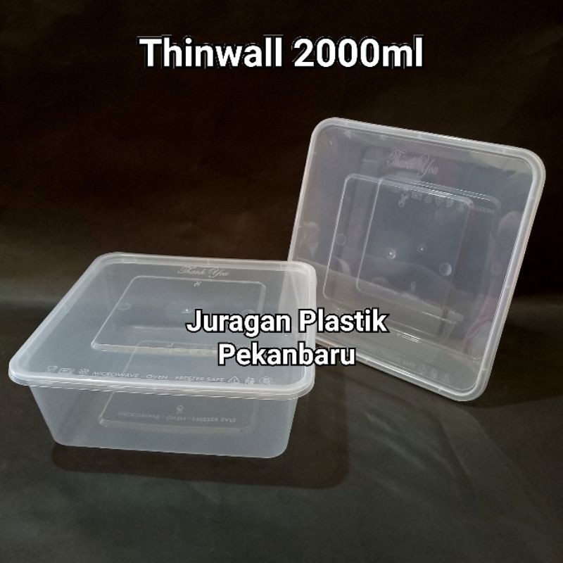 Jual 2000ml Sq Square Thinwall Kotak Makan Persegi Food Container
