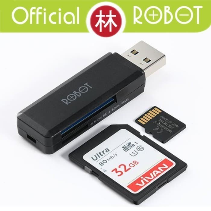 Jual Card Reader Robot CR102 Usb 3.0 Cap Design With 2 Slot Card Reader ...