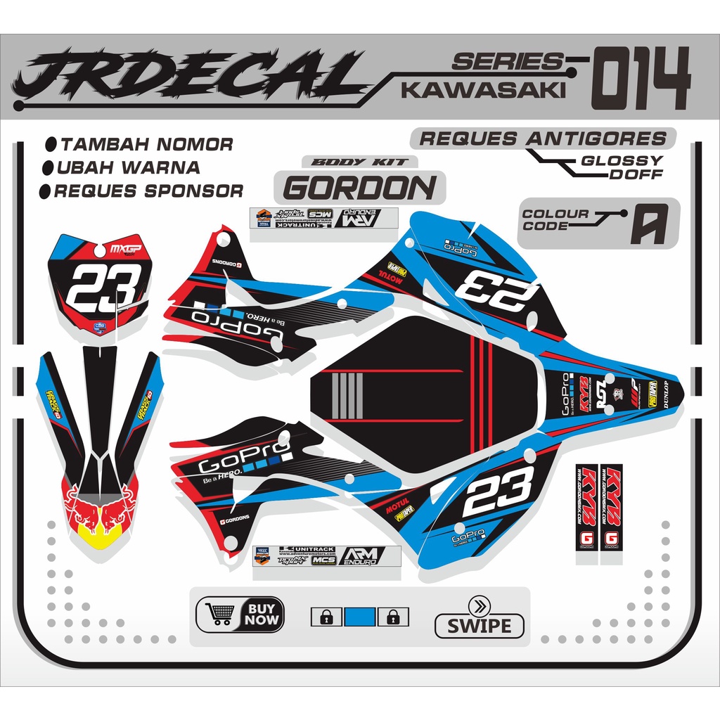 Jual (BISA COD) DEKAL STICKER KLX GORDON CUSTOM VARIASI SIMPLE KEREN ...