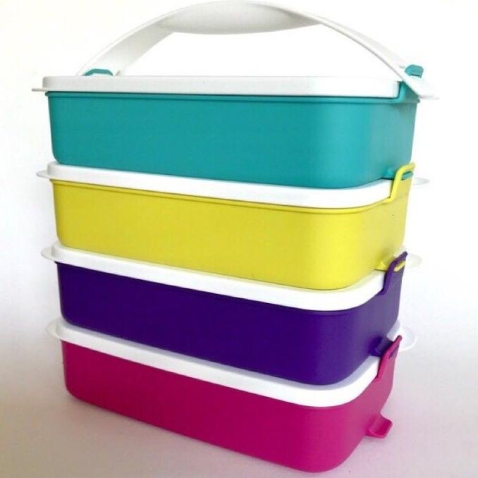 Jual Rantang susun Tupperware click to go 4 susun | Shopee Indonesia