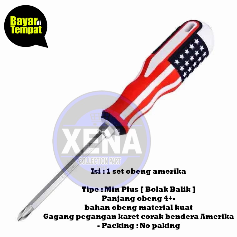 Jual OBENG MIN PLUS AMERIKA 2IN1 OBENG BOLAK BALIK / OBENG 2 IN 1 JUMBO ...