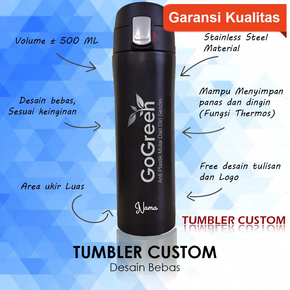 Jual TUMBLER CUSTOM NAMA PUSHLOCK 2 CETAK GRAFIR SILVER SOUVENIR ...