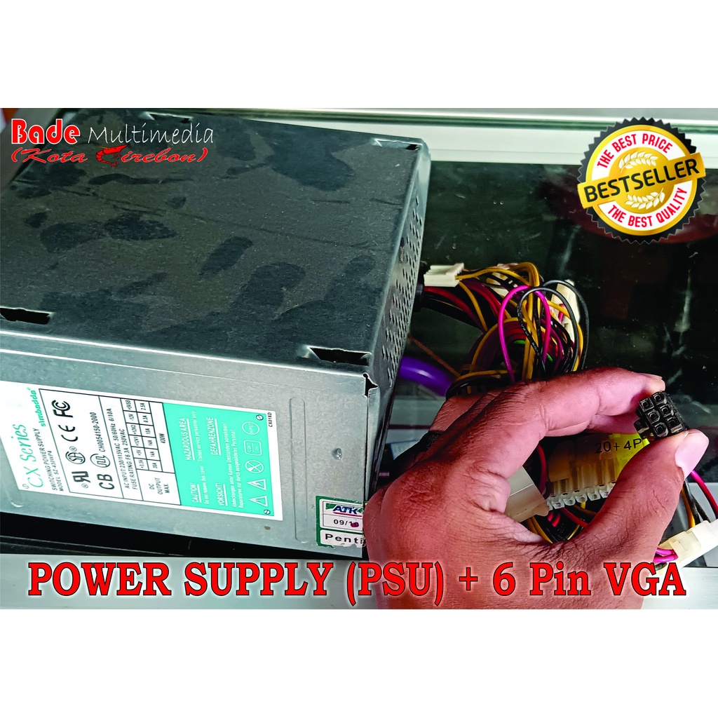 Jual Power Supply PSU ATX 400 450 500 Watt + 6 Pin Power VGA Merek ...
