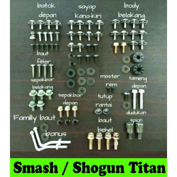 Jual baut body motor suzuki Shogun titan/full set baut body shogun ...