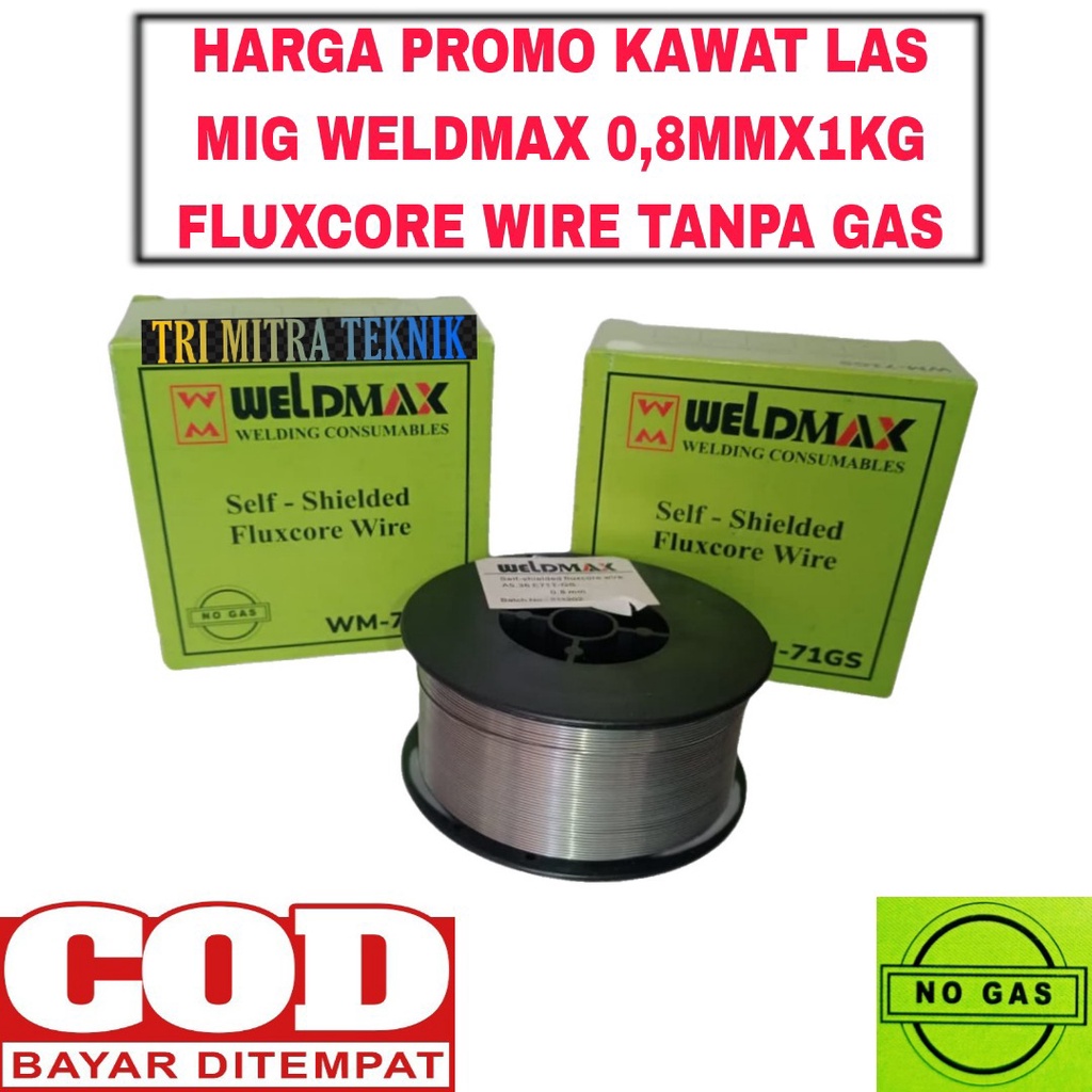 Jual Kawat las Co Tanpa Gas Kawat Las Mig FLUXCORE WELDMAX NO GAS Kemasan 1kg | Shopee Indonesia