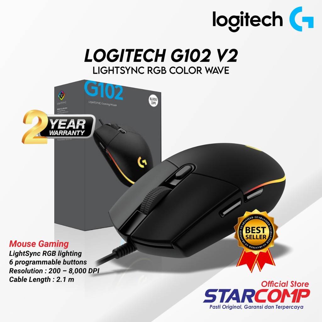 Jual Mouse Logitech G102 RGB v2 Lightsync Black/White | Shopee Indonesia