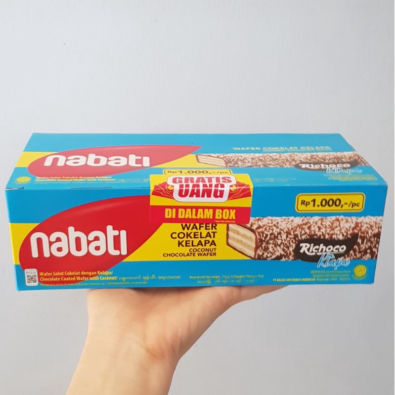 Jual Nabati Wafer Coklat Taburan Kelapa / Choco Coated(12 x 18gr ...