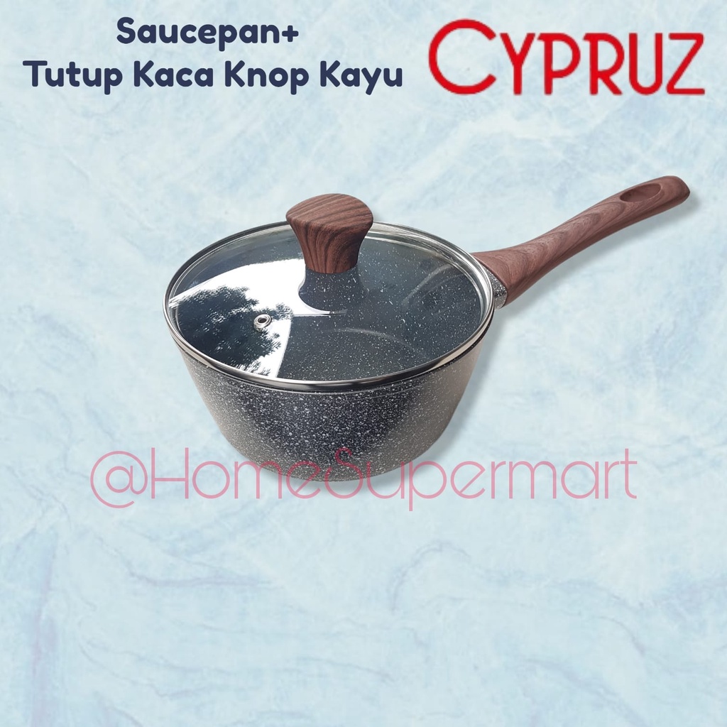 Jual Saucepan Grey 16cm Panci Pakai Tutup Kaca Knop Kayu SN0211 Cypruz ...