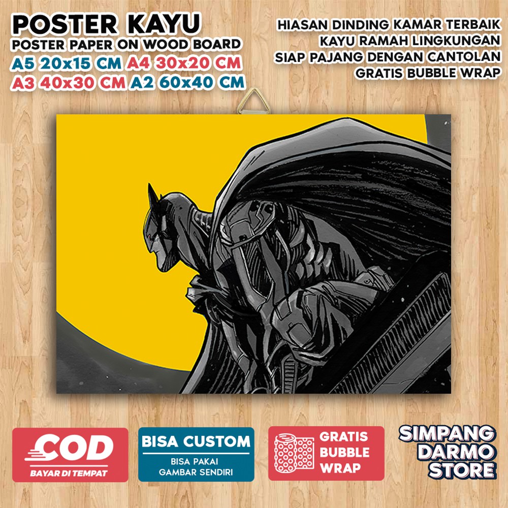 Jual Poster Kayu Dark Aesthetic Batman Tema Superhero DC Pahlawan Super ...