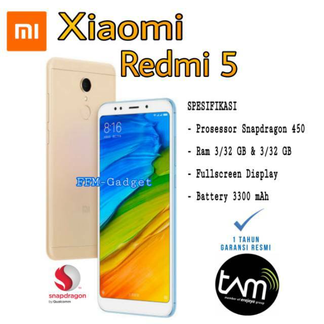 Jual redmi 5 3/32 Ram 3 GB | Shopee Indonesia