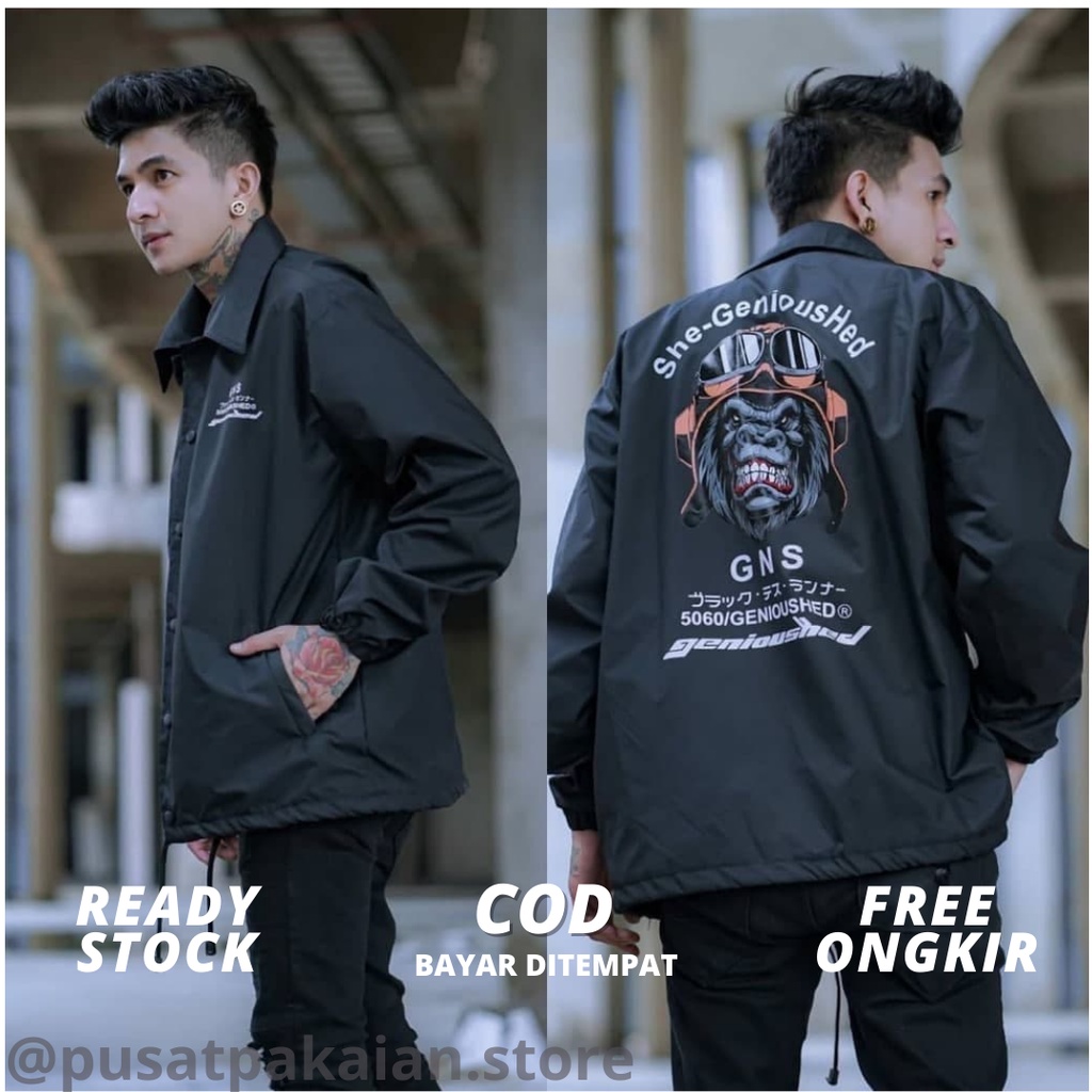 Jual JAKET COACH HITAM PRIA MURAH GAMBAR GORILLA GNS / JAKET COACH ...