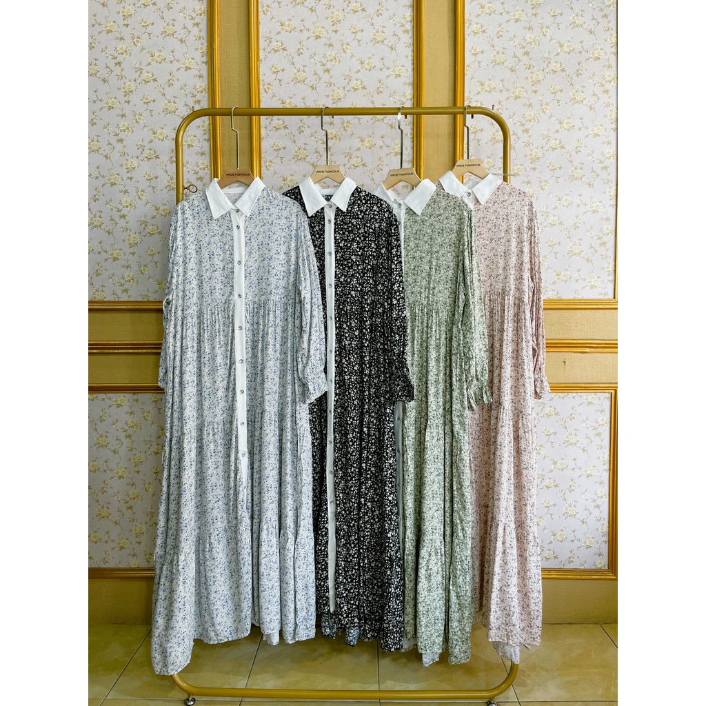 Jual MBG | MAXI DRESS BUNGA REMPEL BERTINGKAT | Shopee Indonesia