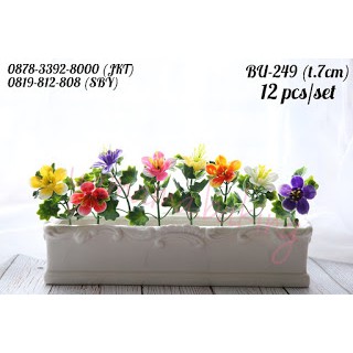 Jual BU-0249 topper hiasan kue rumput bunga daun tanaman plastik ...