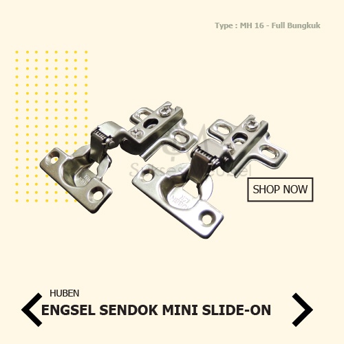 Jual HUBEN Engsel Sendok Mini Slide-On MH - 16 Full Bungkuk | 1 Pasang ...