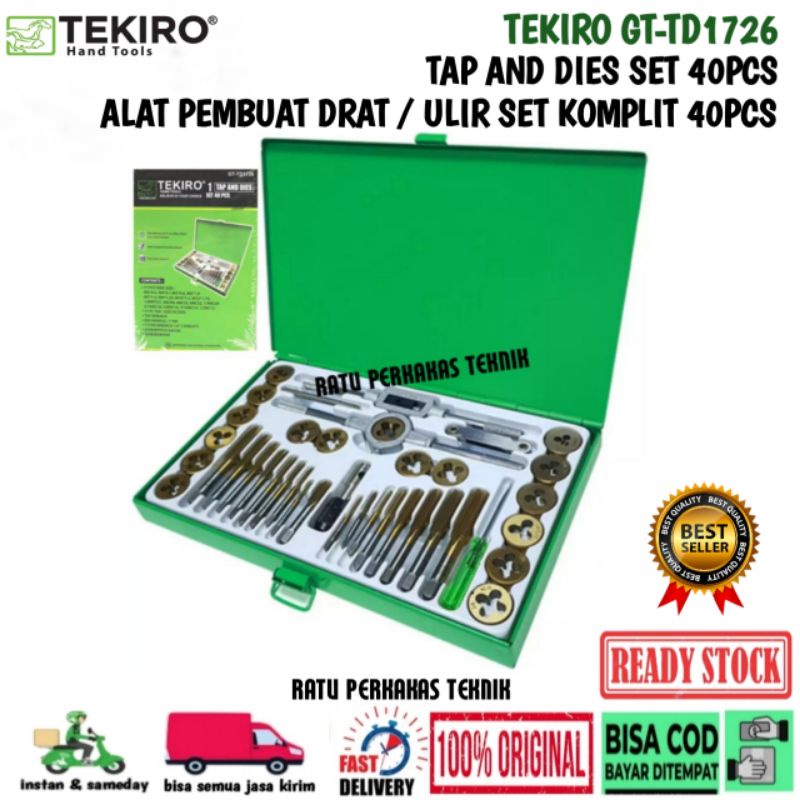 Jual Tekiro Tap And Die Set 40 Pcs Hand Tap Ulir Baut Alat Senai Buat ...