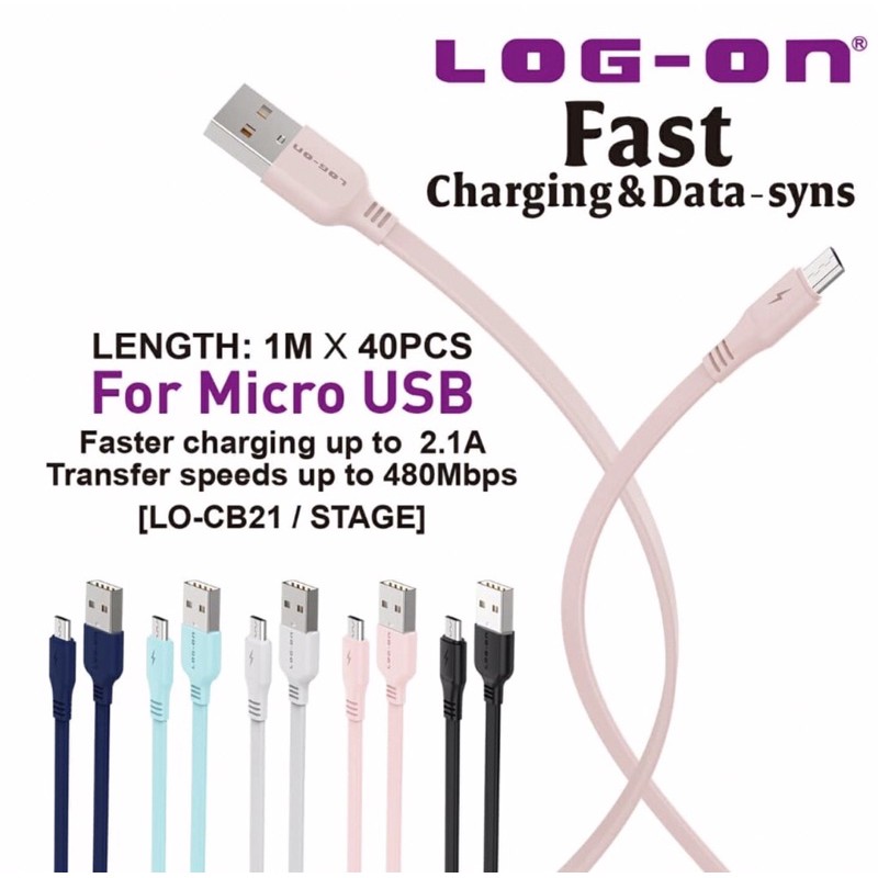 Jual kabel FAST CHARGING MICRO STAGE 1M LO-CB21 LOG-ON | Shopee Indonesia