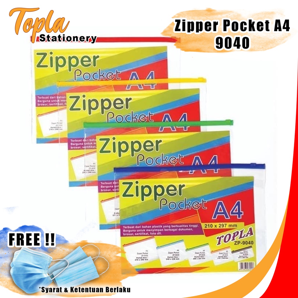 Jual HARGA DAPAT 2 PCS Plastik Zipper Lock Zipper Pocket A4 ZP-9040 ...