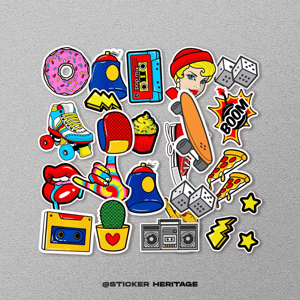 Jual stiker sticker pop art aesthetic tumbler, laptop, helm,kulkas ...