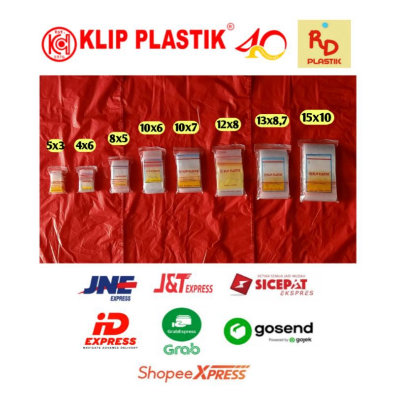 Jual Klip Plastik Ukuran 5x3, 6x4, 8x5, 10x6, 10x7, 12x8, 13x8,7, 15x10 ...