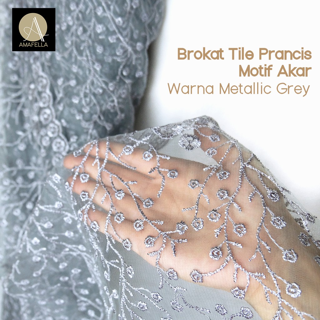Jual 1/2 meter Kain Brokat Brukat Tile Prancis Bahan Kebaya Motif Akar ...
