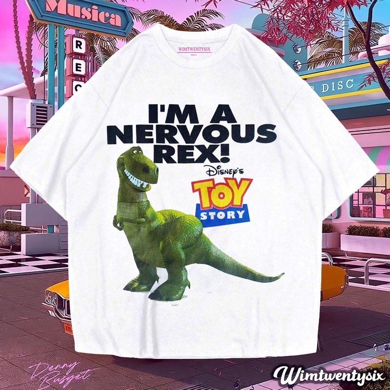 Jual KAOS TOY STORY REX IM A NERVOUS VINTAGE TEE ( OVERSIZE WHITE T-SHIRT ) | Shopee Indonesia