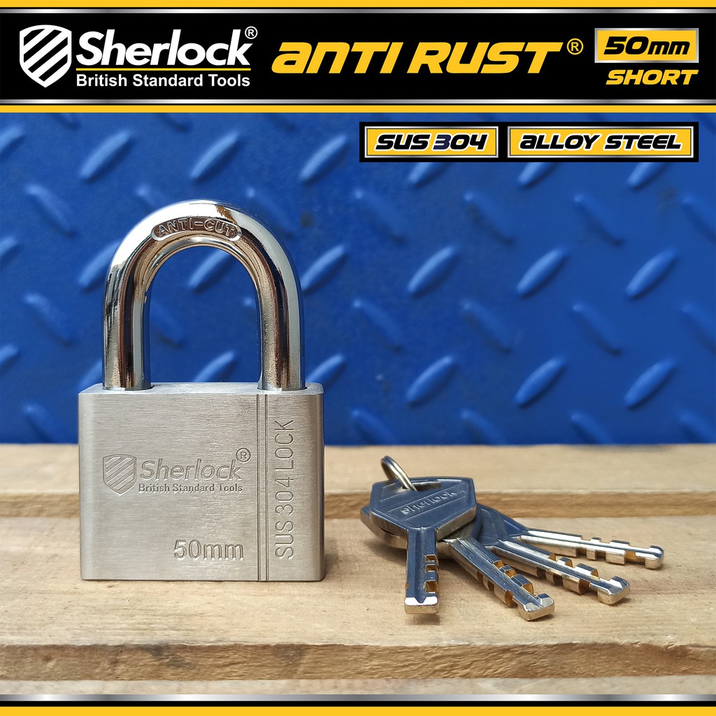 Jual Sherlock Gembok Anti Rust 50 Mm Pendek-Stainless Steel 304 Anti ...