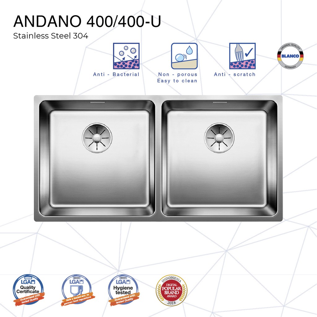Jual Blanco Andano 400/400-U Stainless Steel Kitchen Sink | Shopee ...