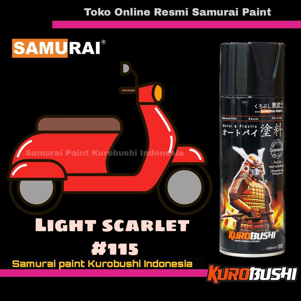Jual Samurai Paint LIGHT SCARLET 115 Warna Standar Merah Orange Cat ...
