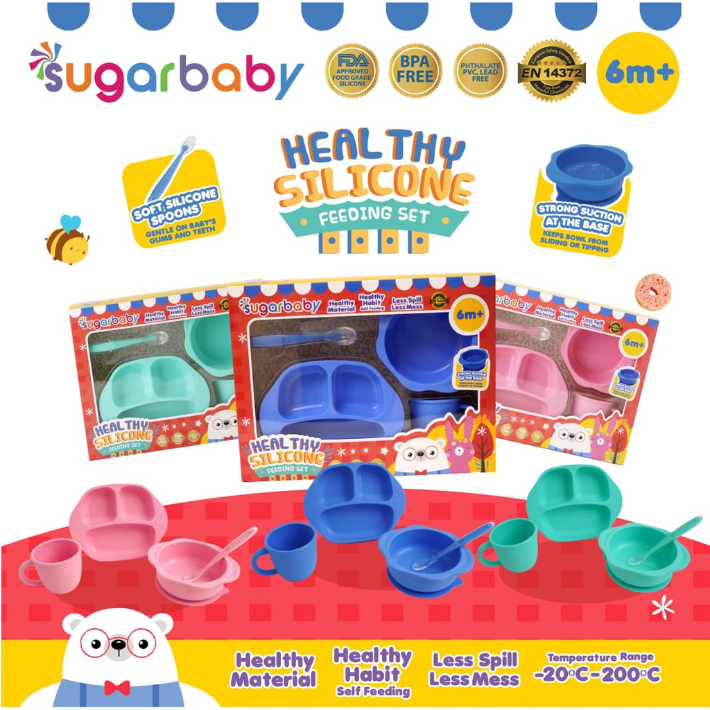 Jual Sugar Baby Healthy Silicone Feeding Set - Piring + Sendok ...