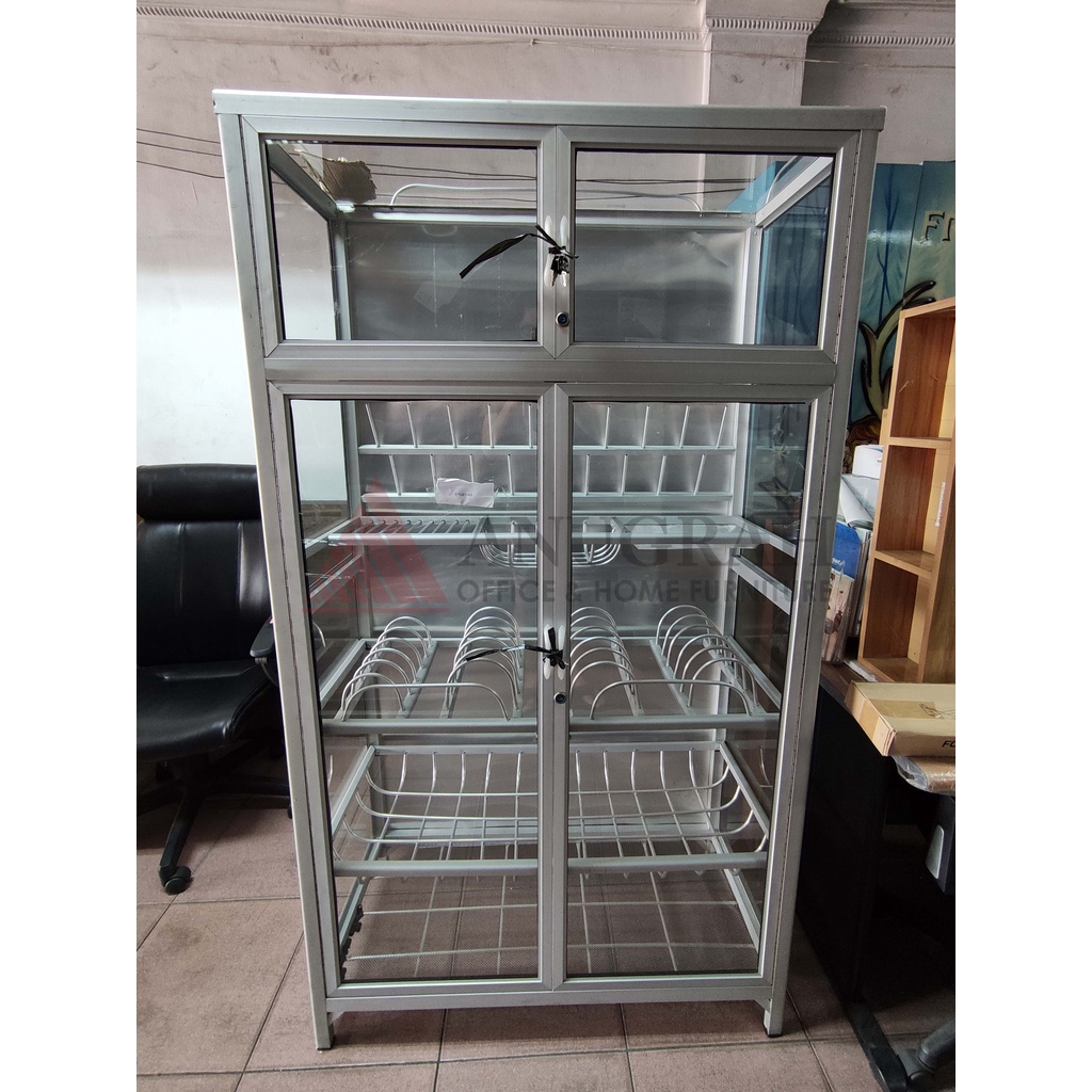 Jual Rak piring 2 pintu full kaca jumbo lemari dapur aluminium starindo ...