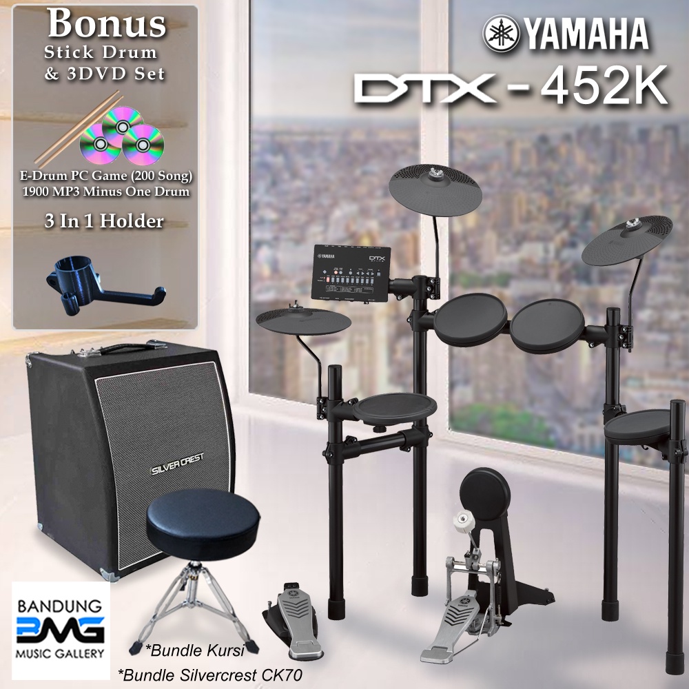 Jual Yamaha DTX 452 Drum Elektrik COMPLETE BUNDLE / DTX452 / DTX452K ...