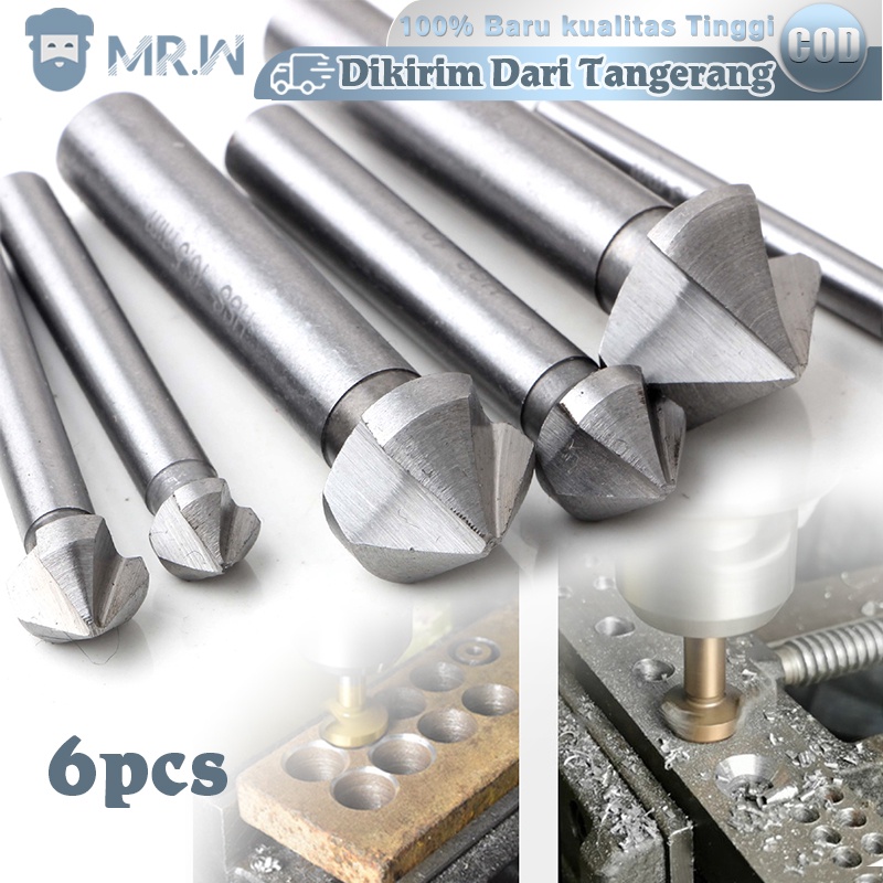 Jual 6pcs Mata Bor Countersink 90° Bahan Hss / Countersink Drill Bit ...
