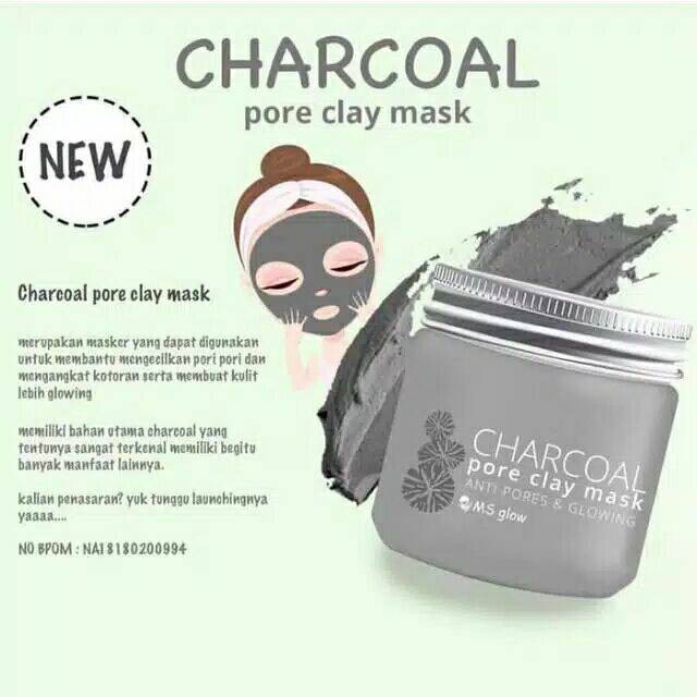 Jual Masker Clay Mask Masker Charcoal Masker MS Glow Charcoal Mask ...