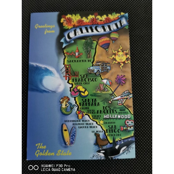 Jual kartu pos peta California/california map postcard | Shopee Indonesia