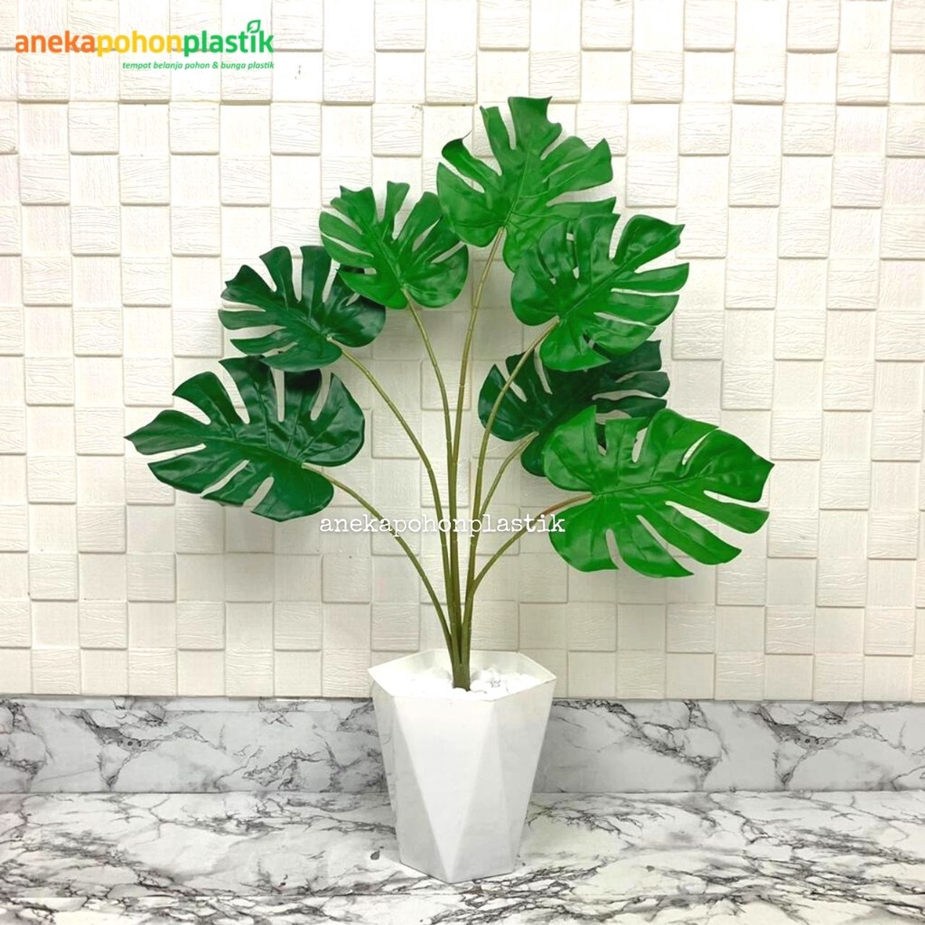 Jual Pohon Artificial Tanaman Hias Daun Monstera Deliciosa X7 Latex Pot ...