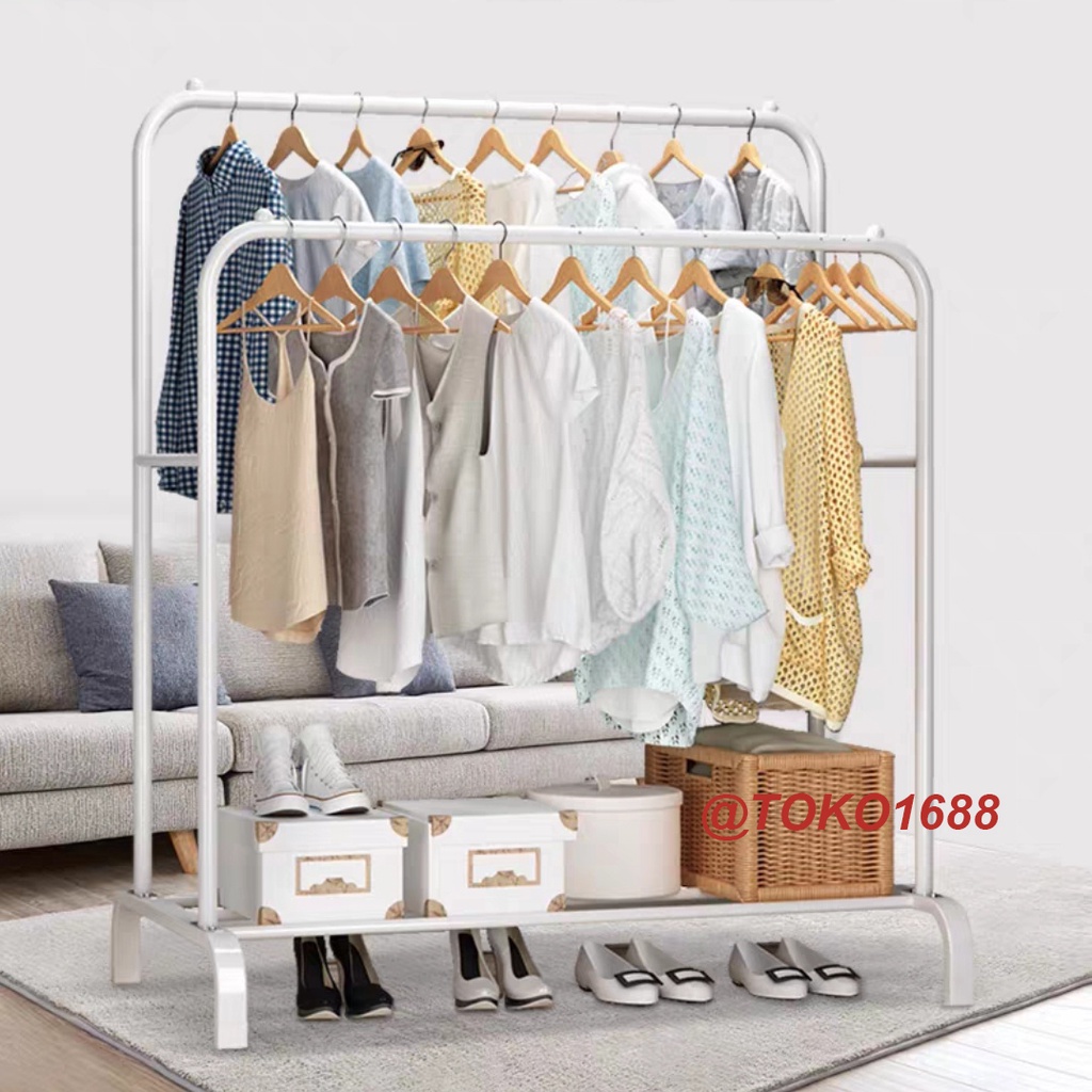 Jual Stand hanger double Rak gantungan baju Rak baju besi polos ...