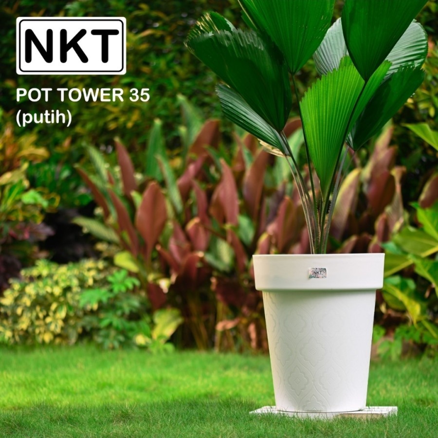 Jual Pot bunga | POT tower 35 NKT | Pot tinggi | POT NKT l warna putih ...