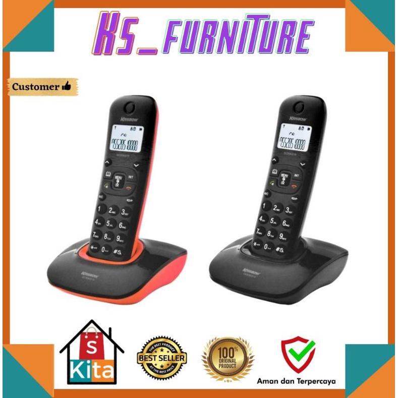 Jual Telepon Wireless/Cordless Krisbow Hitam/telepon tanpa kabel ...