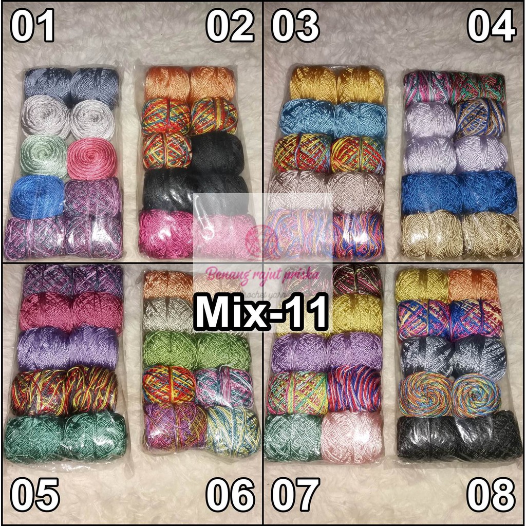 Jual Benang Rajut Nilon d27, Mix-11 (10 gulung/ pack/ 1 Kg ) | Shopee ...
