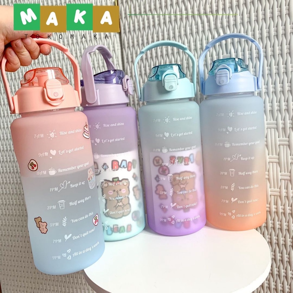 Jual Botol minum motivasi 2 liter pastel ombre stiker botol penanda ...