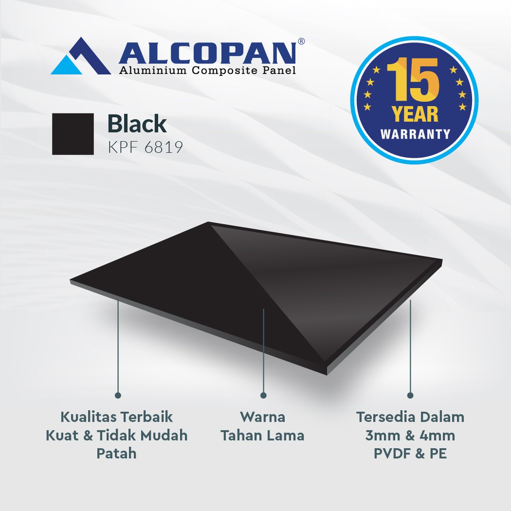 Jual ( Free Kurir Toko ) ACP Alcopan Black 4mm PVDF Outdoor Aluminium ...