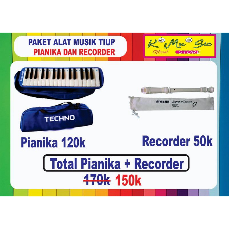 Jual Paket Pianika techno dan recorder yamaha perlengkapan alat musik ...