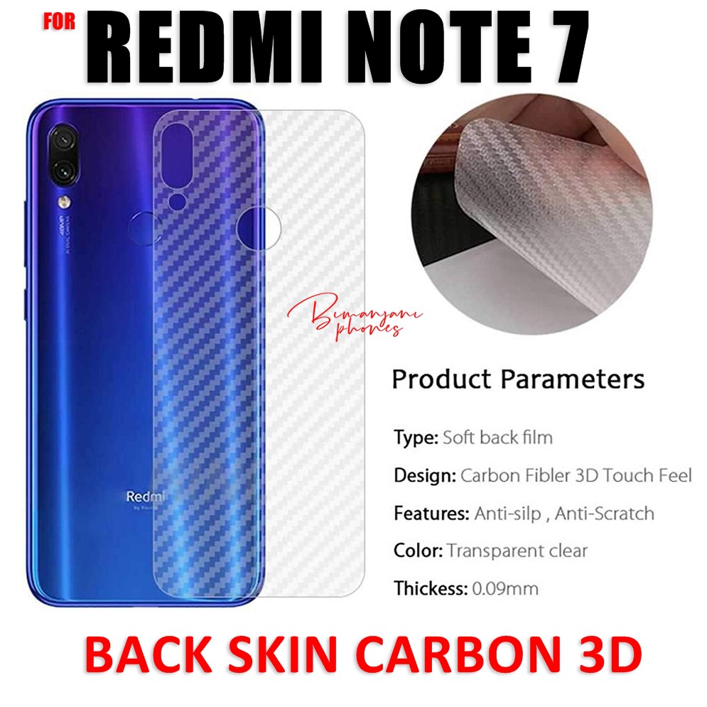 Jual Xiaomi Redmi Note 7 - Note 7 Pro Back Skin Carbon Film 3D | Shopee ...